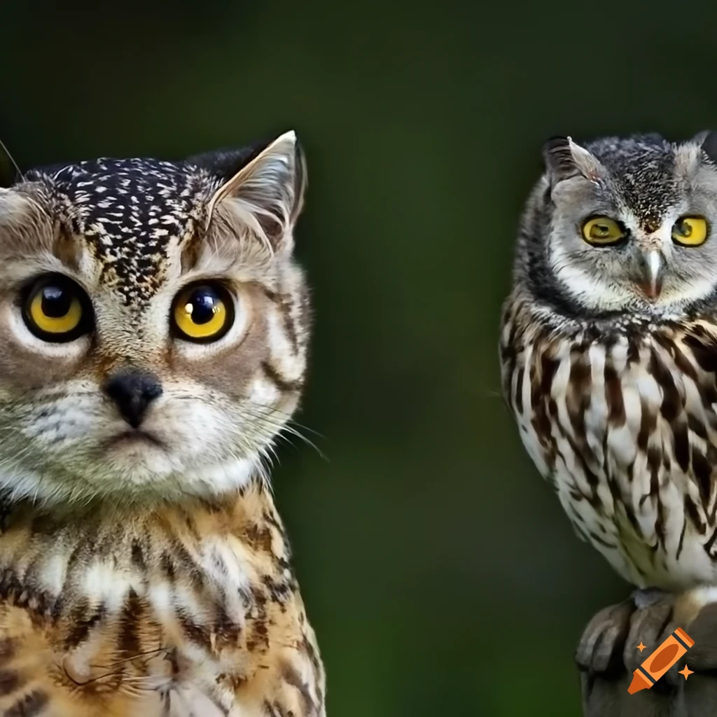 Cat and owl on Craiyon