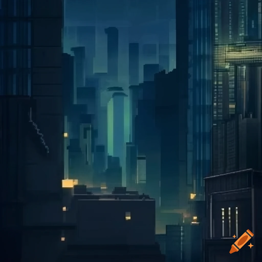 Pixelated rundown cityscape on Craiyon