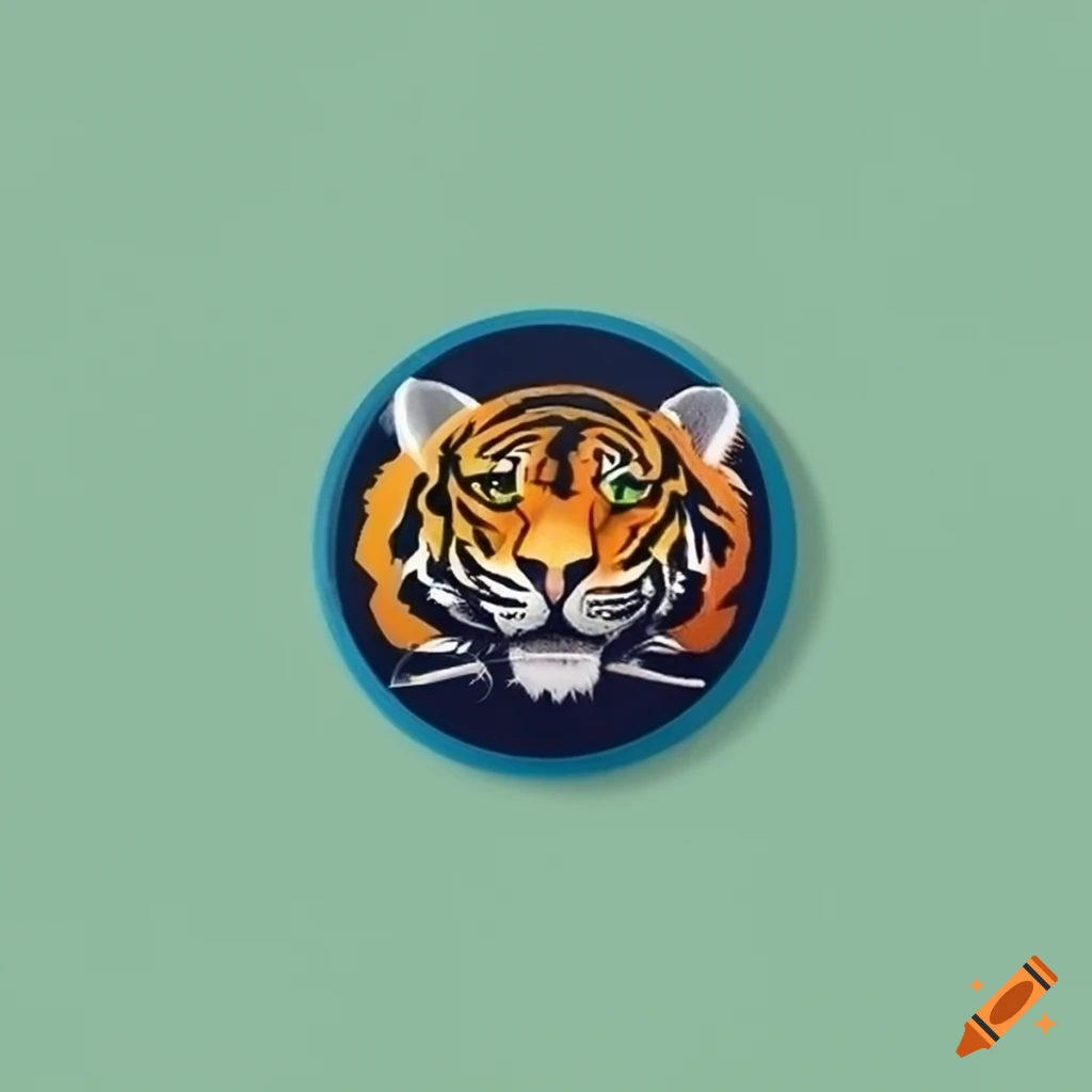 Bold tiger logo on a round badge on Craiyon