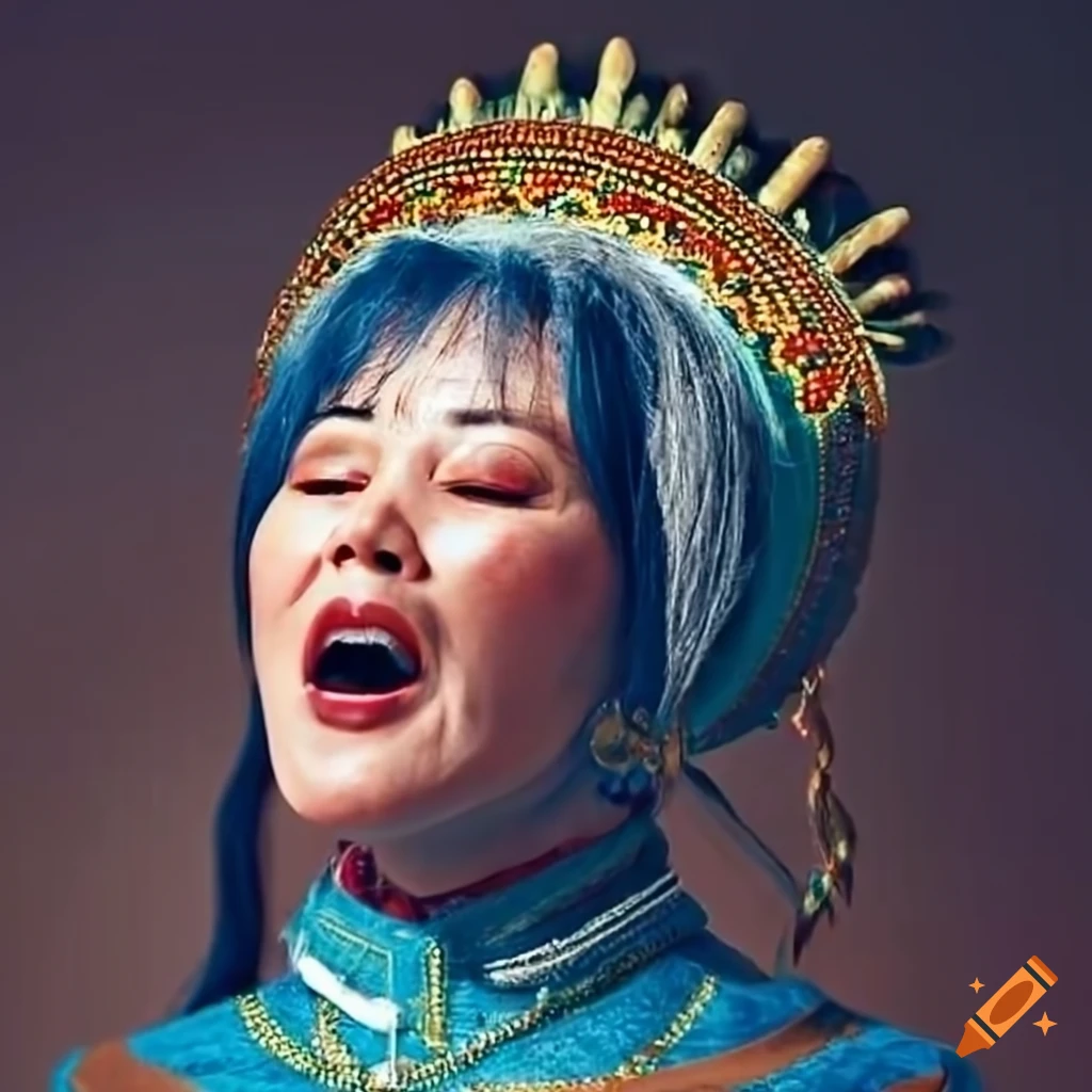 Altai woman performing throat singing on Craiyon