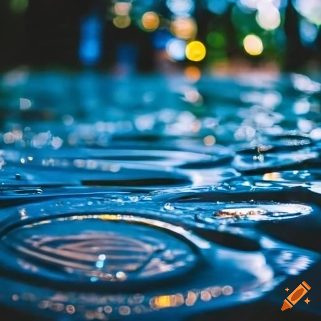 Magical puddle with neon lighting reflections in analog photography on ...