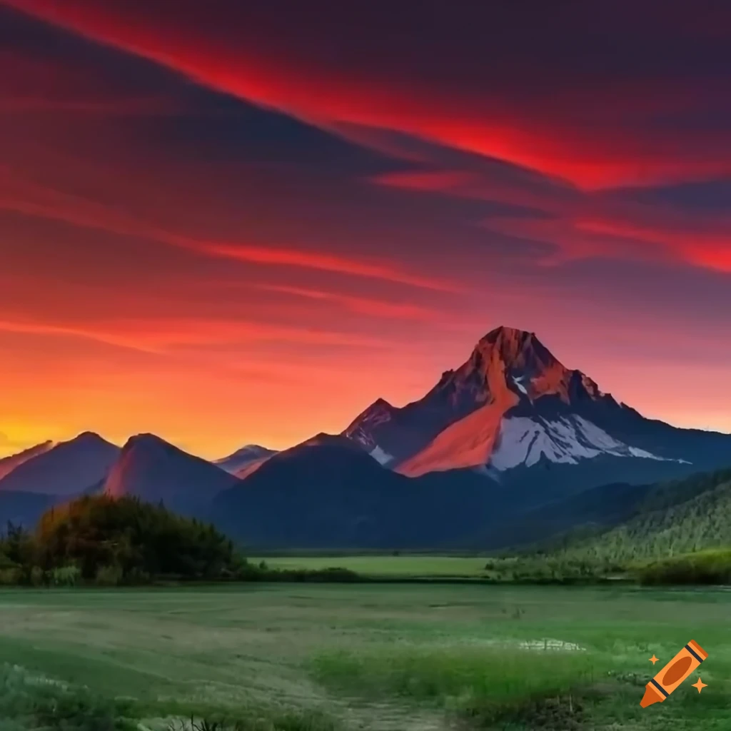 Peaceful mountain landscape at dusk on Craiyon