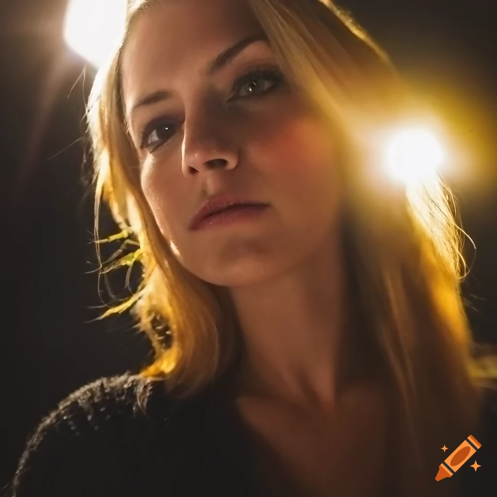 Close Up Of A Swedish Blonde Woman With Detailed Facial Features And