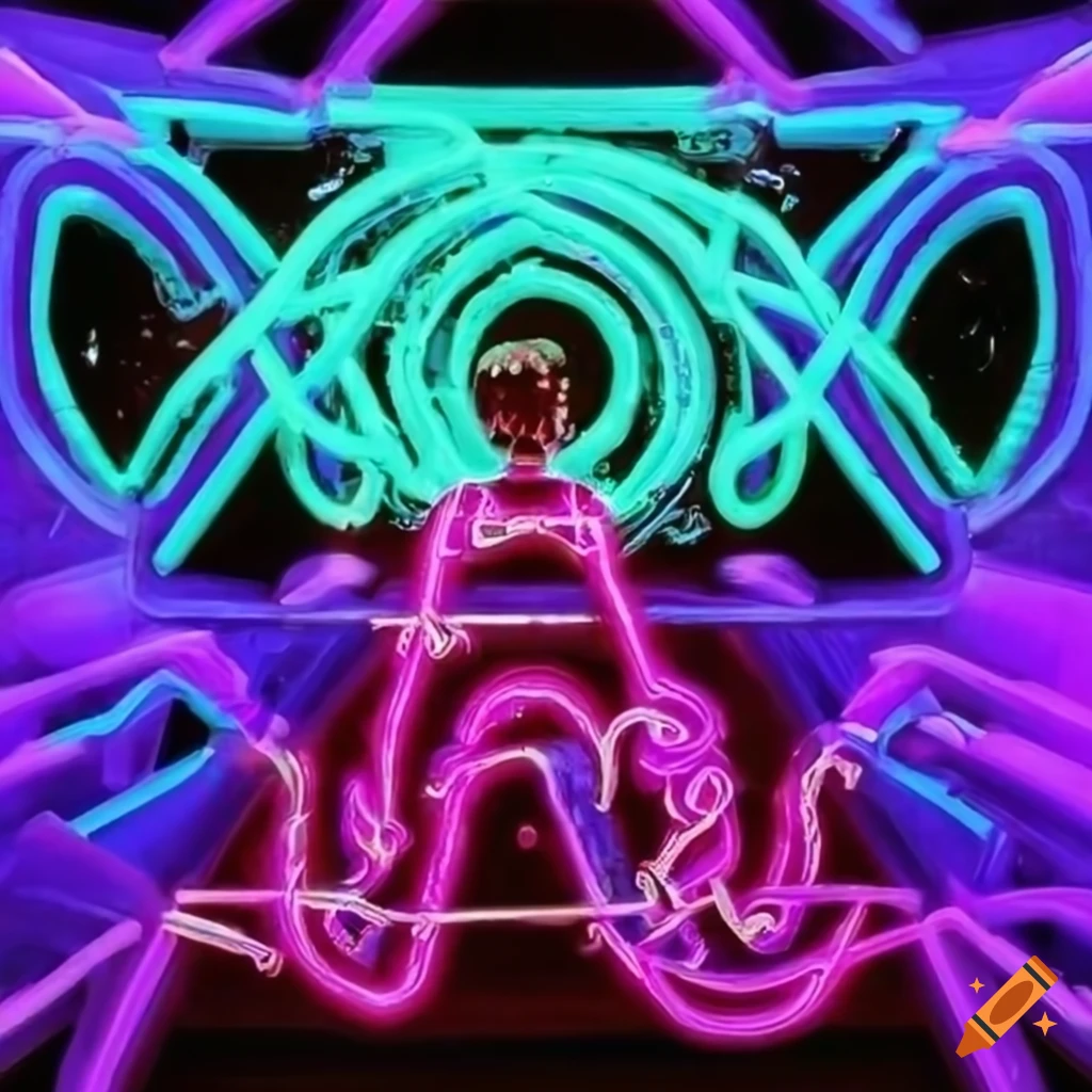 Neon maze with numbers in a hyper-realistic style on Craiyon