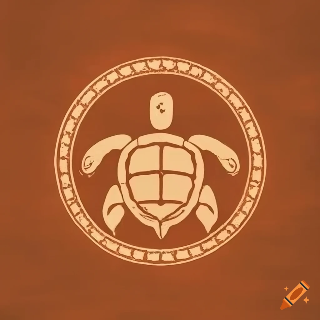 Copper flag with white turtle outline, simple symbol on Craiyon