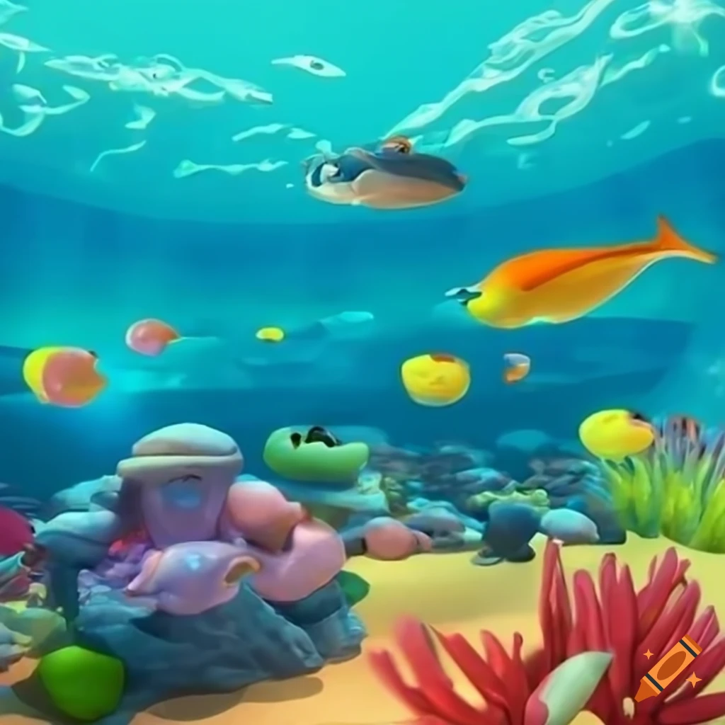 Cartoon 3d underwater scene on Craiyon