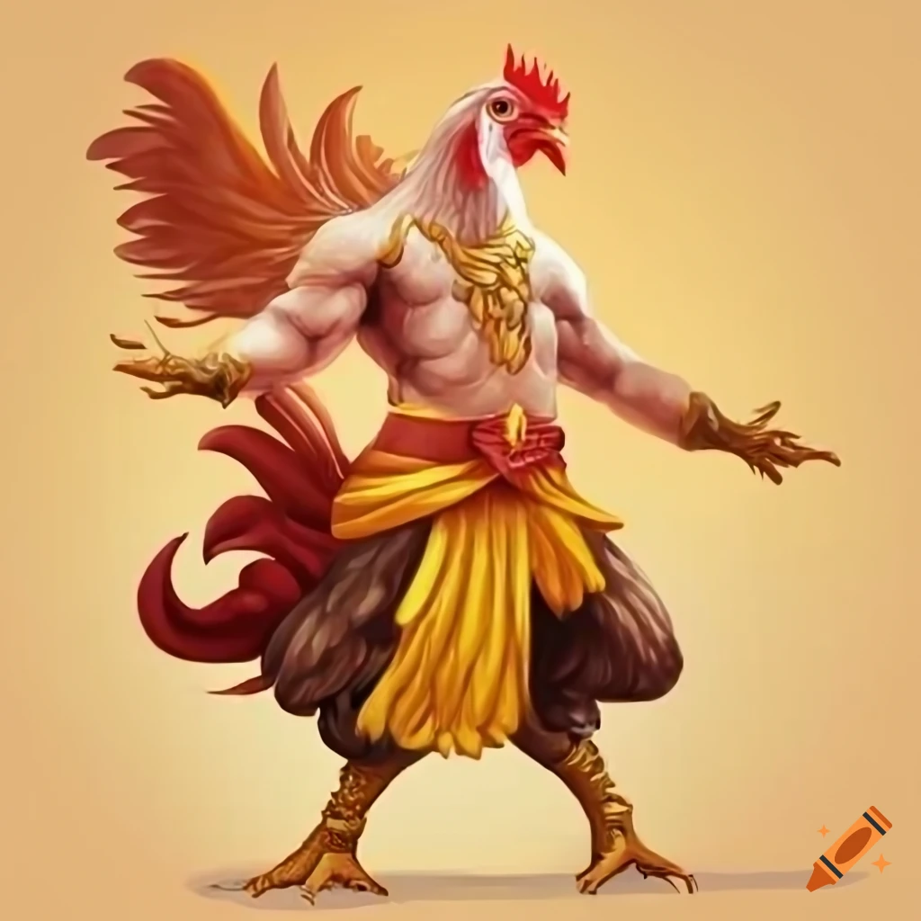 Illustration of a chicken god on Craiyon