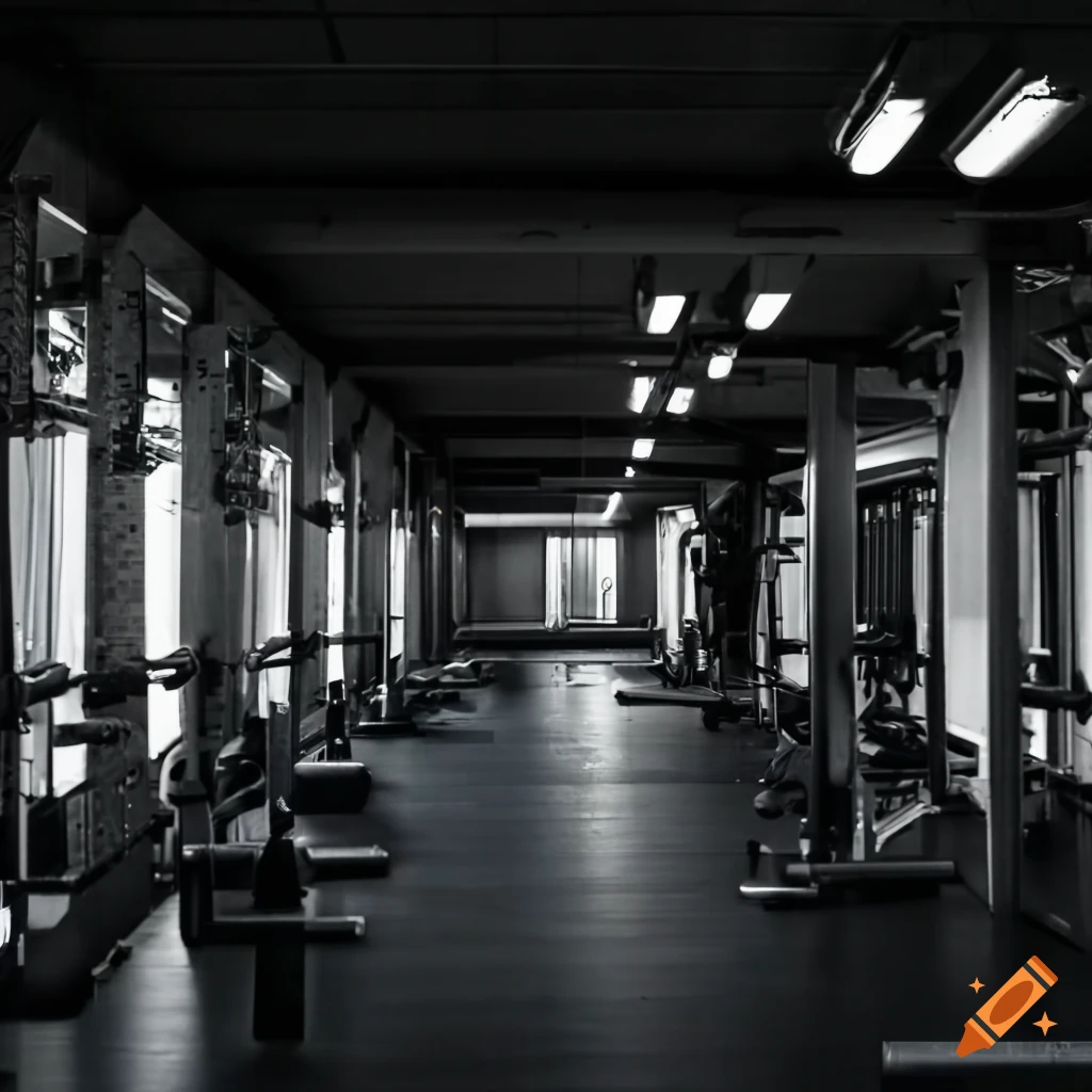 Empty gym with workout equipment on Craiyon