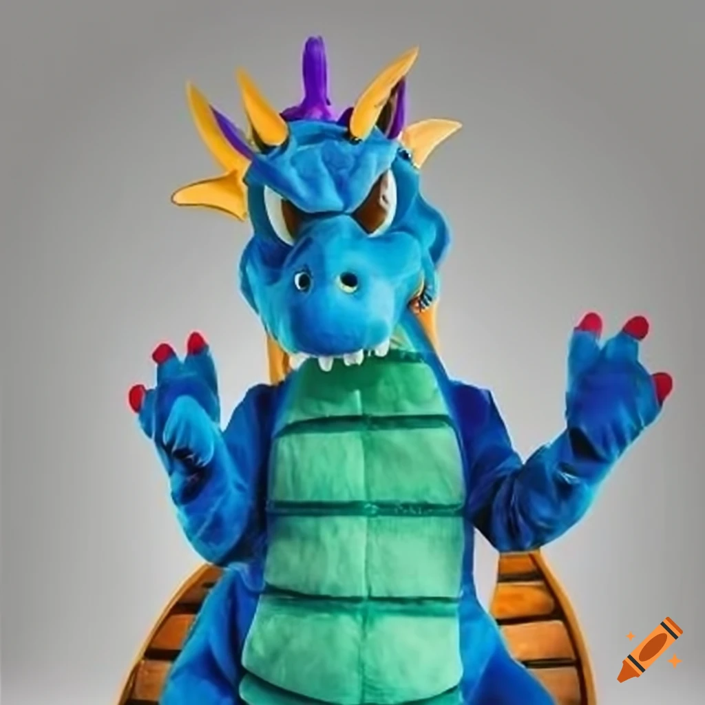 Female librarian wearing a cartoony dragon costume at the library on ...