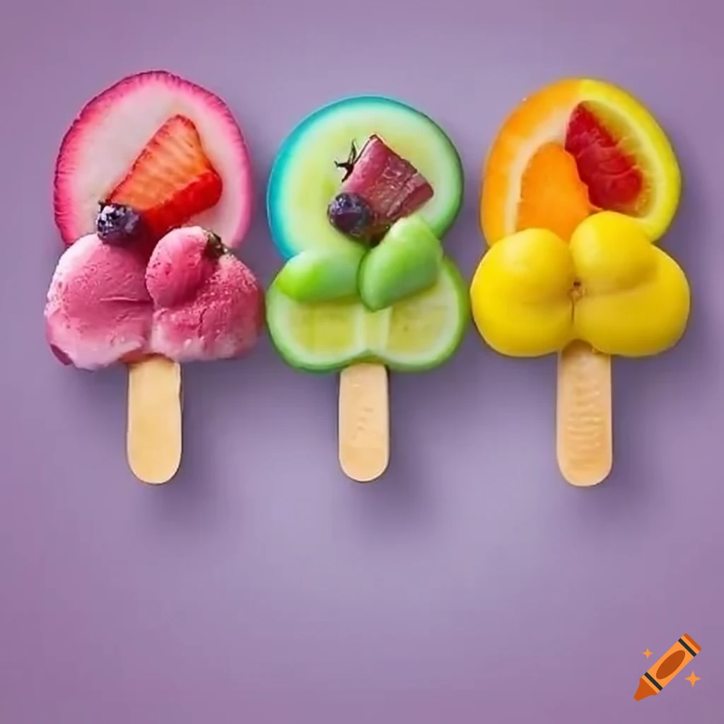 Juicy fruit-shaped ice cream treat for a hot summer day on Craiyon