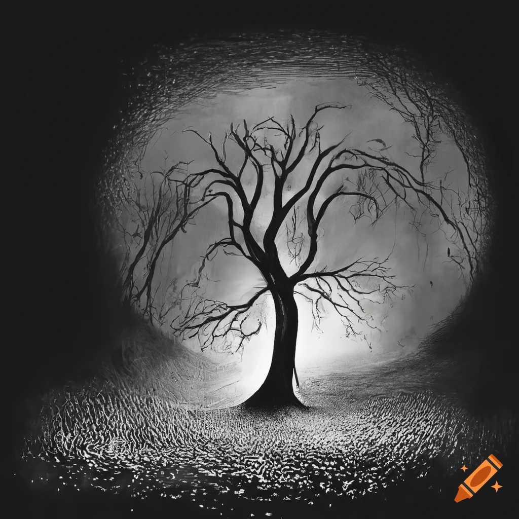 Ethereal willow tree bathed in the glow of the full moon on Craiyon