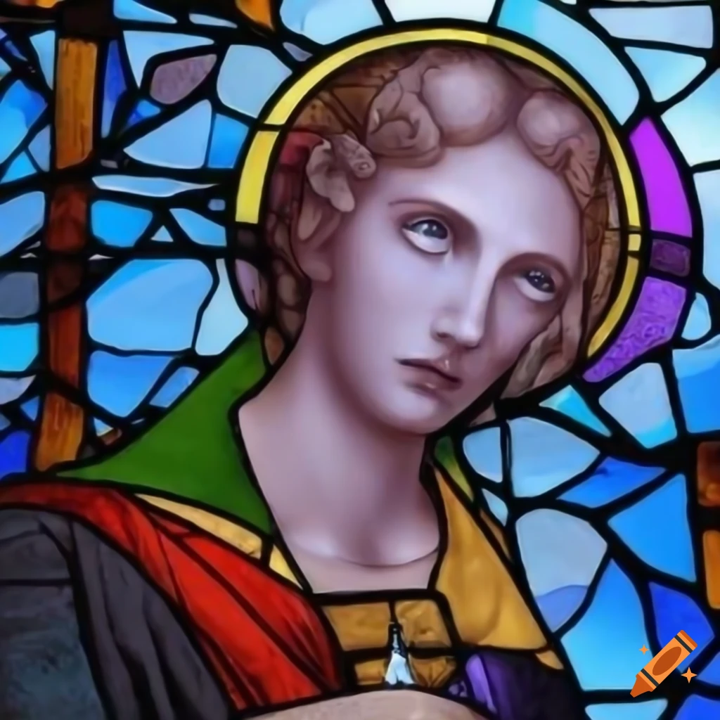 St.ained glass depicting a saint on Craiyon