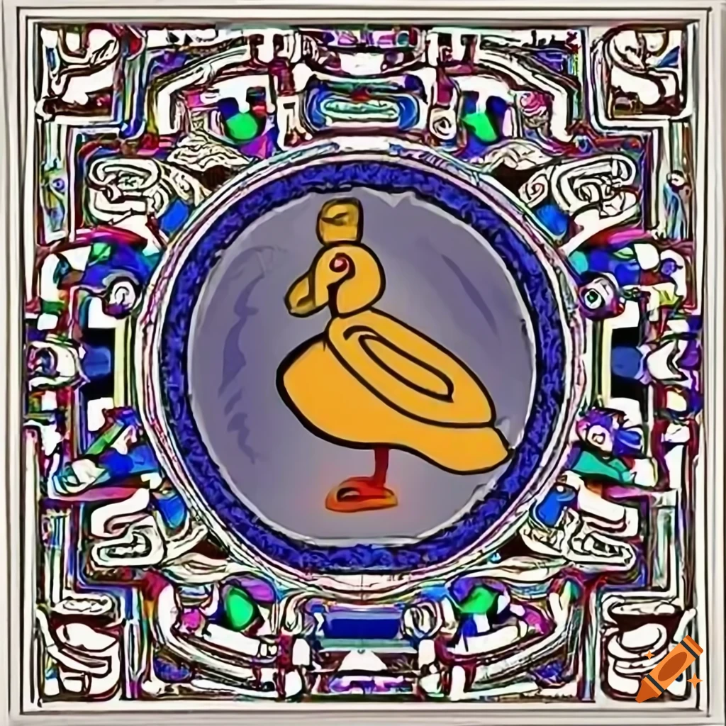 Mayan glyph depicting a rabbit-duck illusion on Craiyon