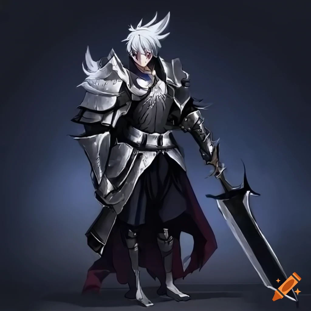 Ghost knight in battle plate armor with powerful weapons on Craiyon