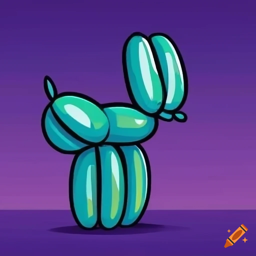 Cartoon style balloon dog illustration on Craiyon