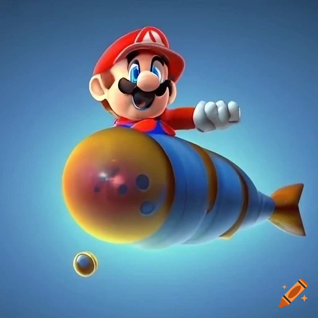 Mario in a submarine shooting balls on Craiyon