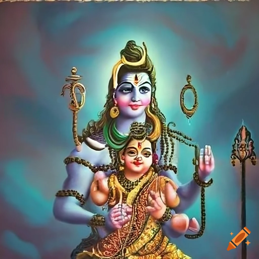 Image of lord shiva with a child on Craiyon