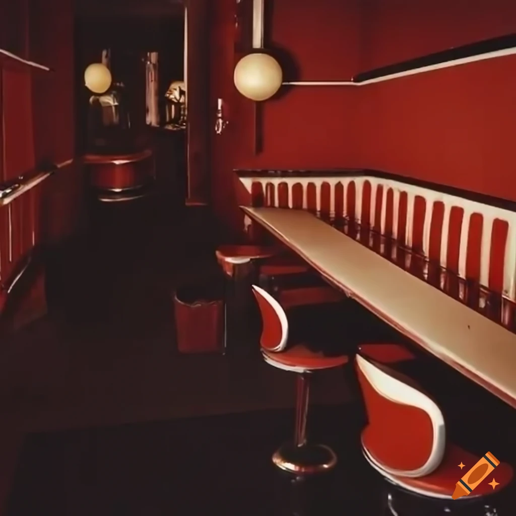 Empty 1970s diner interior on Craiyon