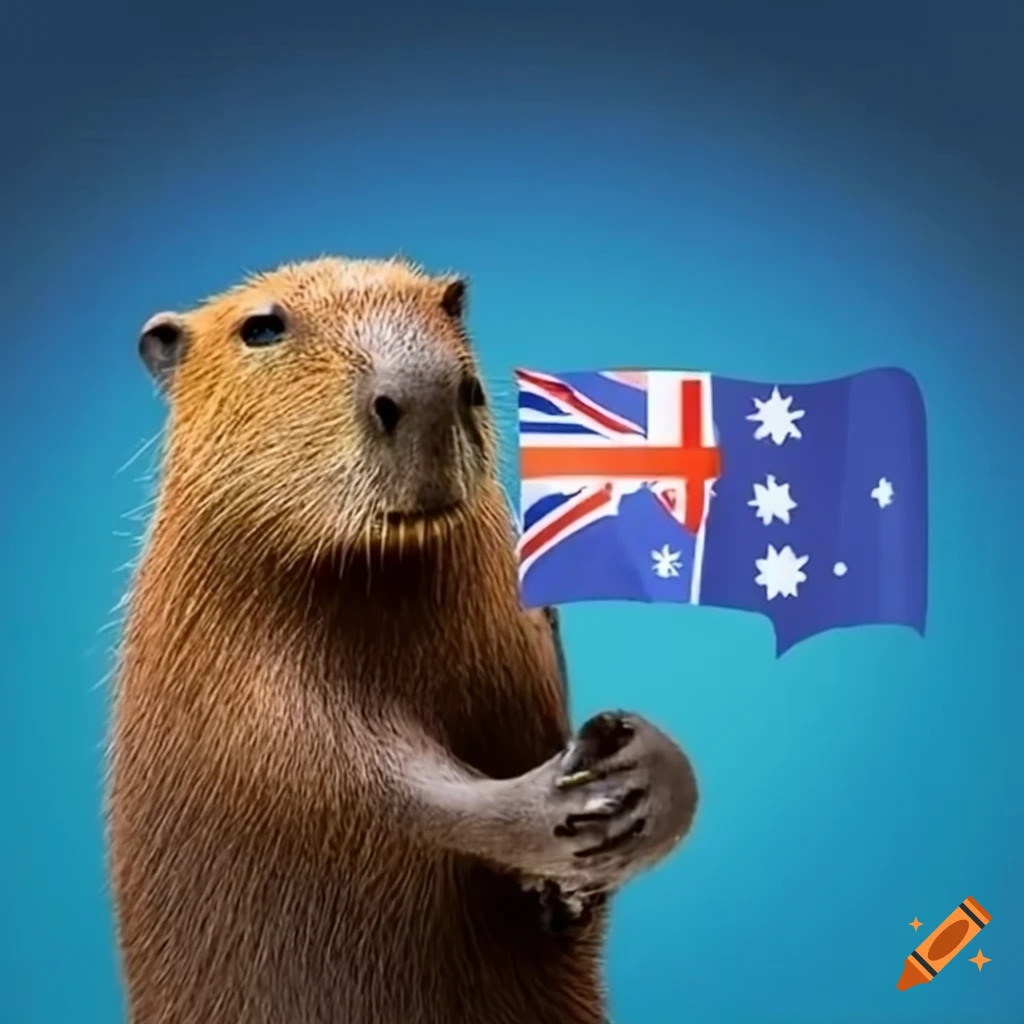Capybara with Australian flag and otter with Argentinian flag holding ...