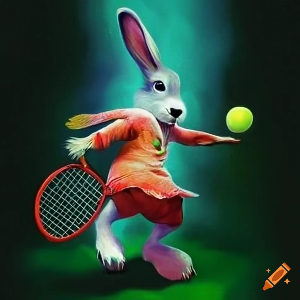 Easter rabbit playing tennis on Craiyon