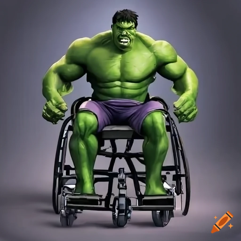 Hulk in a wheelchair on Craiyon