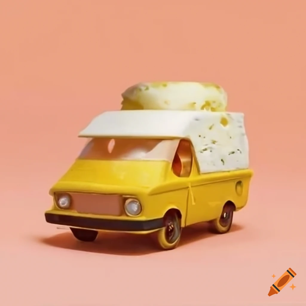 Van made out of cheese on Craiyon