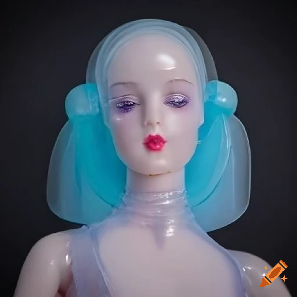 Art deco style doll made of pastel clear plastic on Craiyon