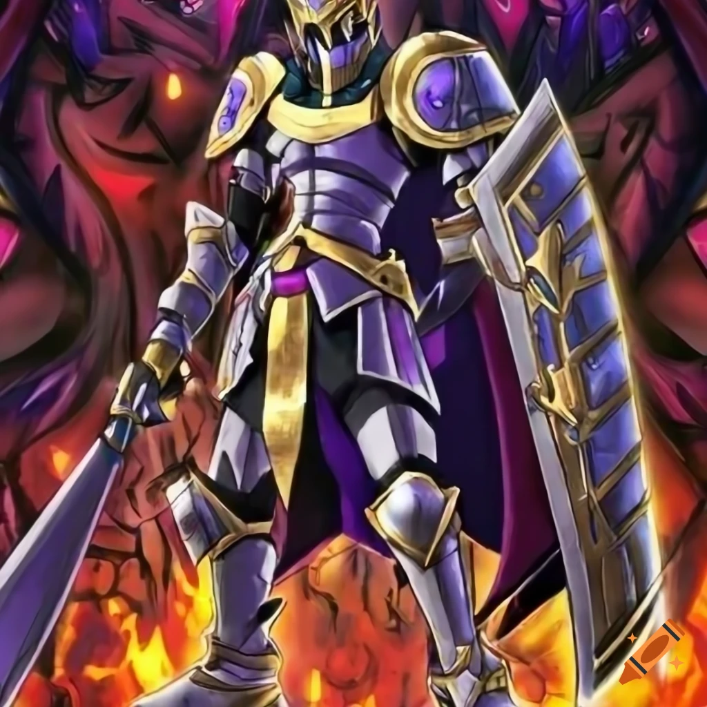 Knight in egyptian armor in yugioh card art style on Craiyon