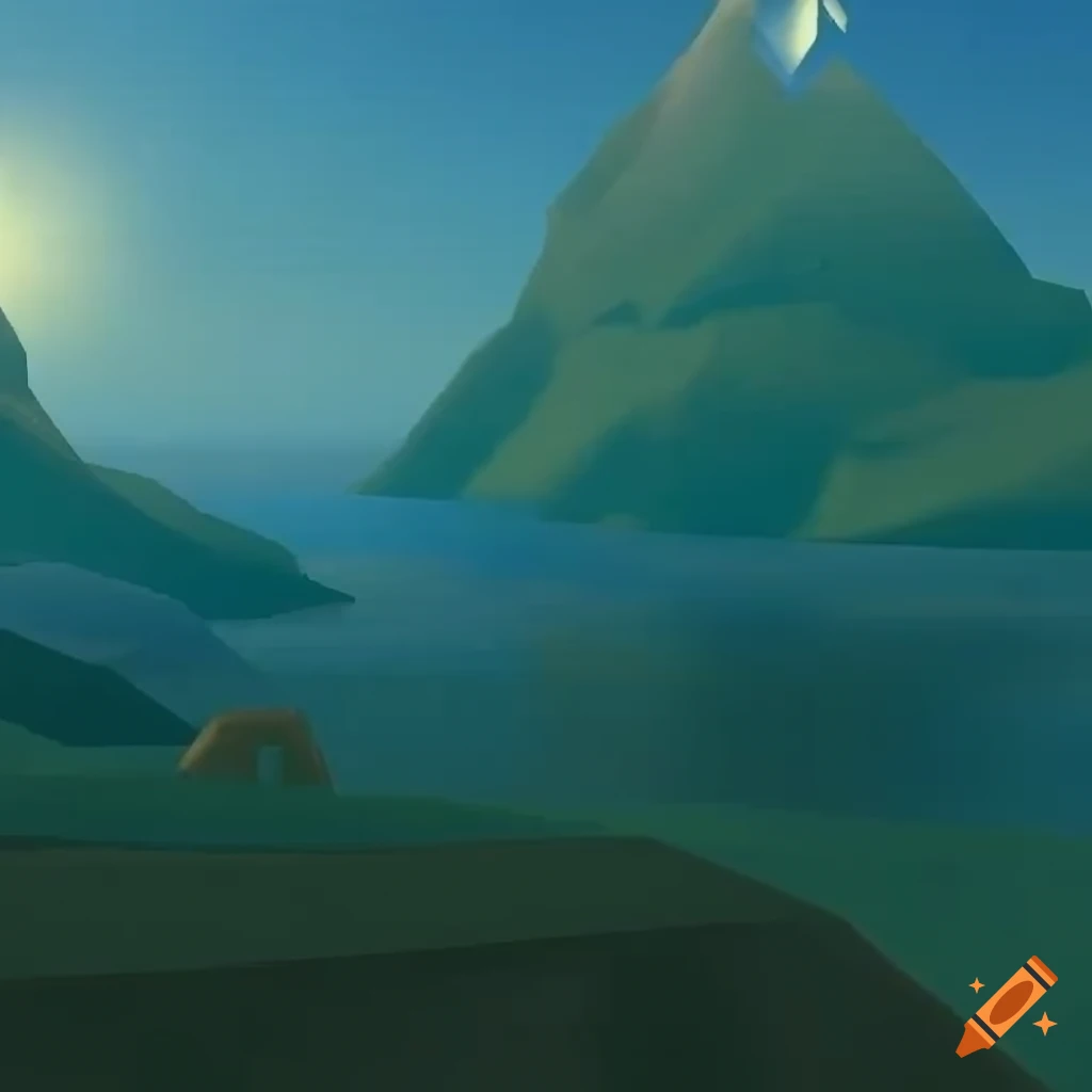 Jolly roger bay level landscape from super mario 64 on Craiyon