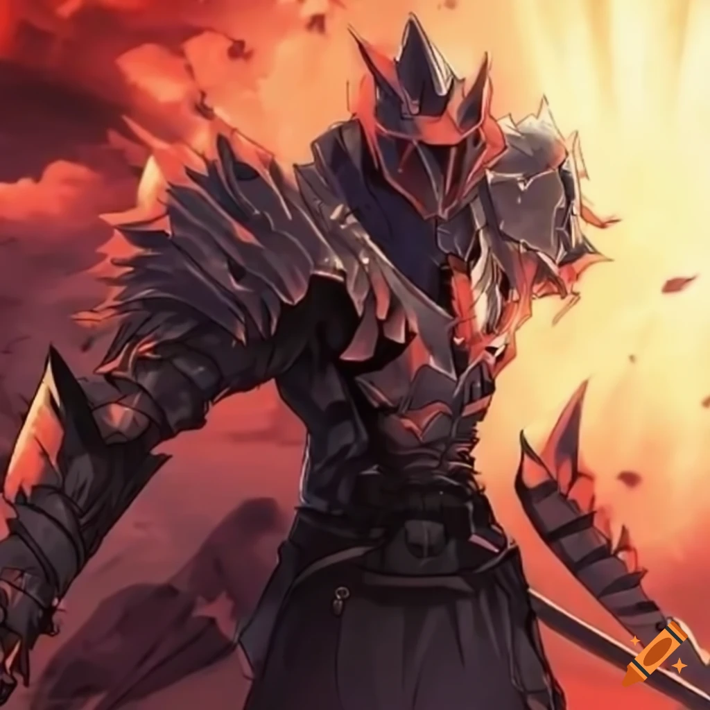 Ghost knight in battle plate armor wielding powerful weapons on Craiyon