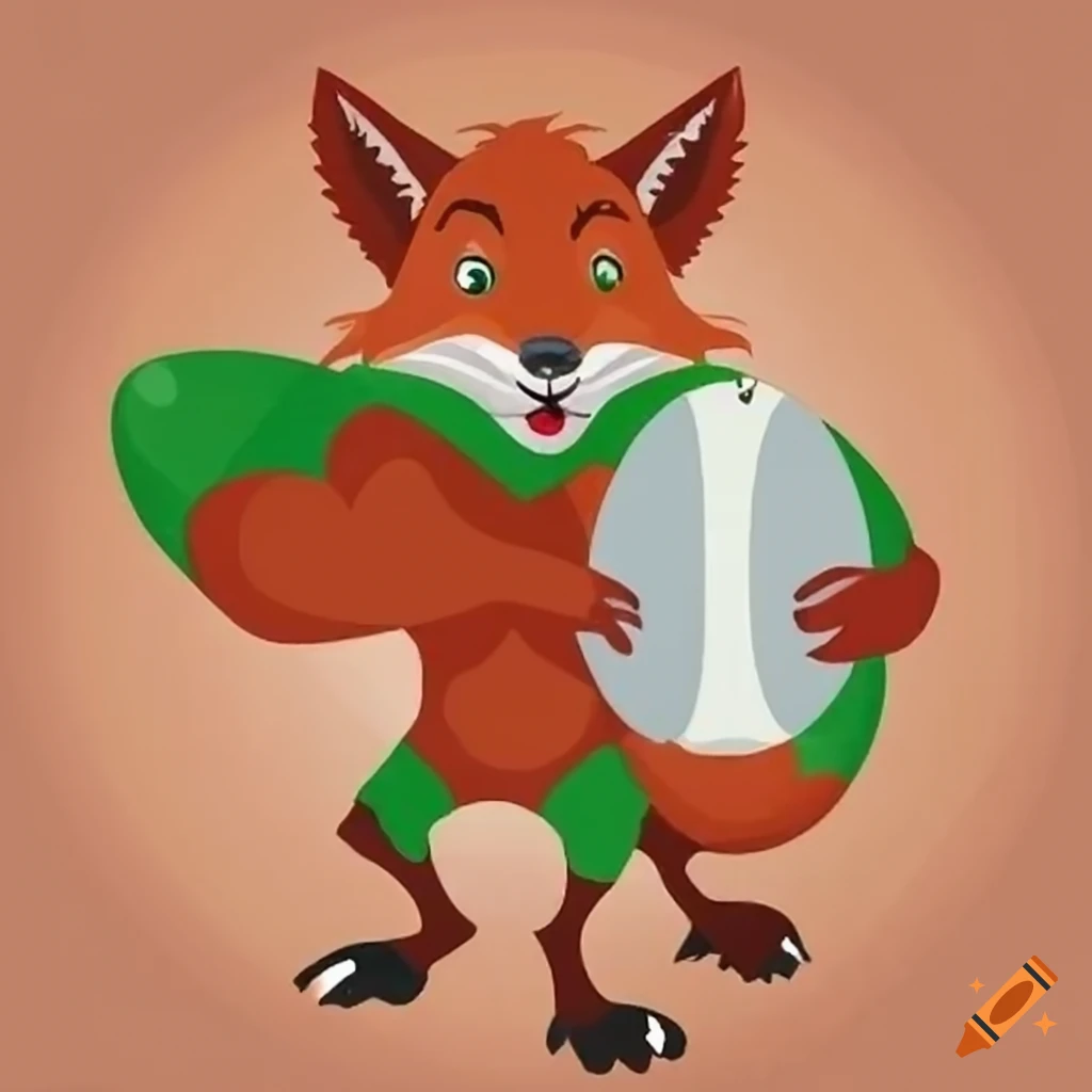 Fox with a rugby ball on Craiyon