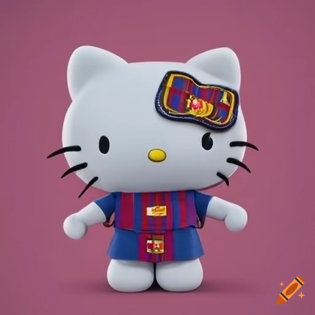 Hello kitty with fc barcelona logo on Craiyon