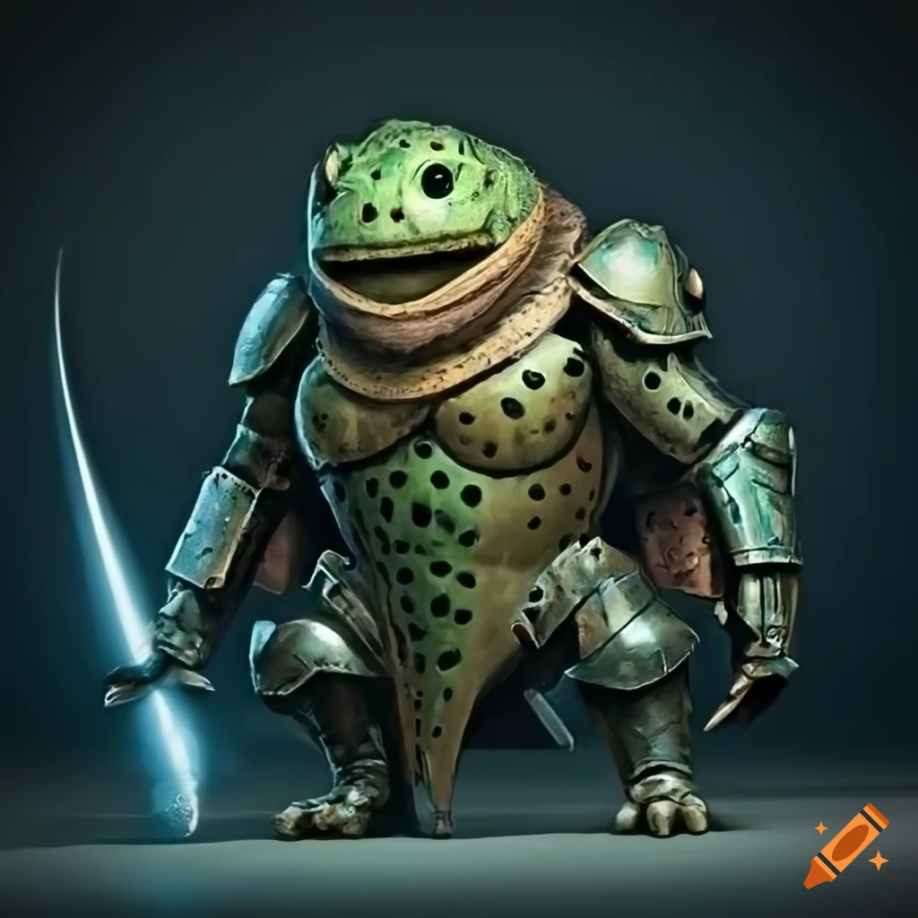 Toad knight in beetle-armour in underworld on Craiyon