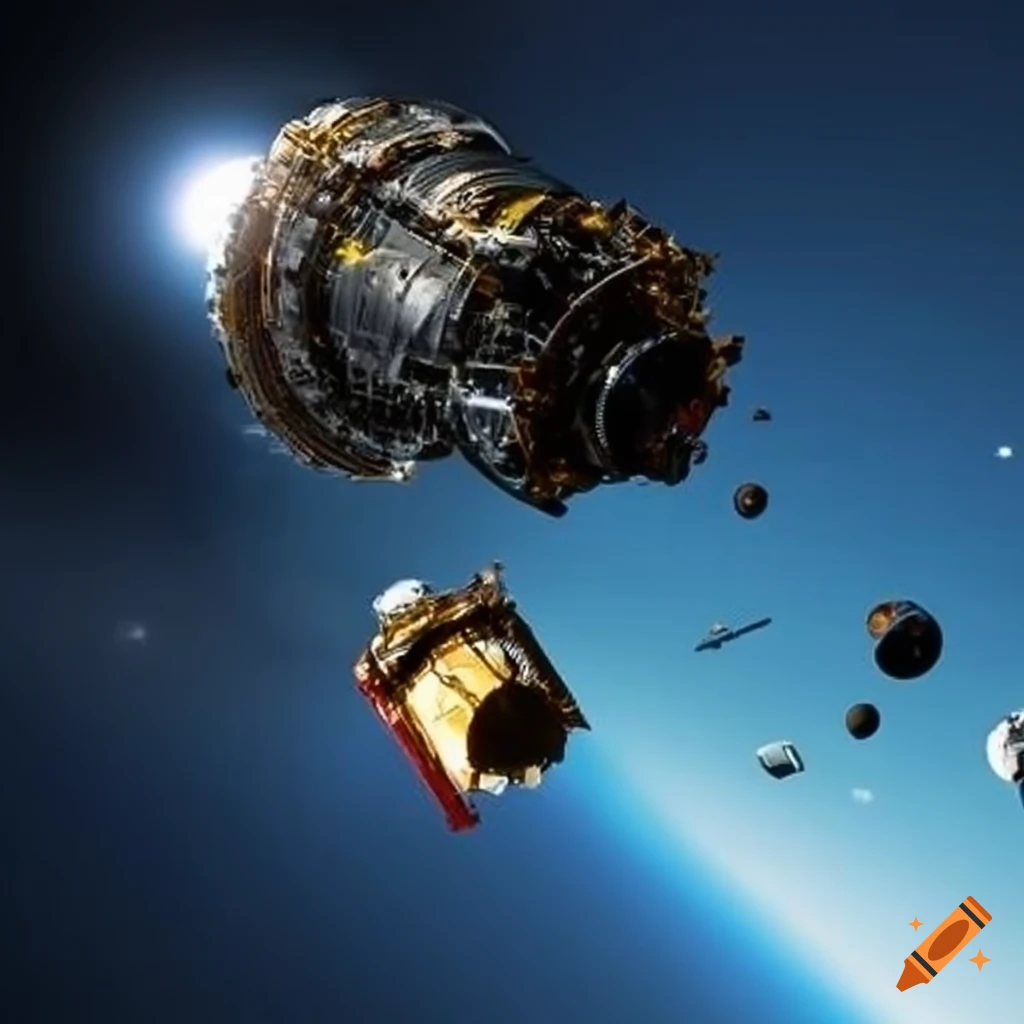 Satellite deep space explorer with hall thruster engine on Craiyon