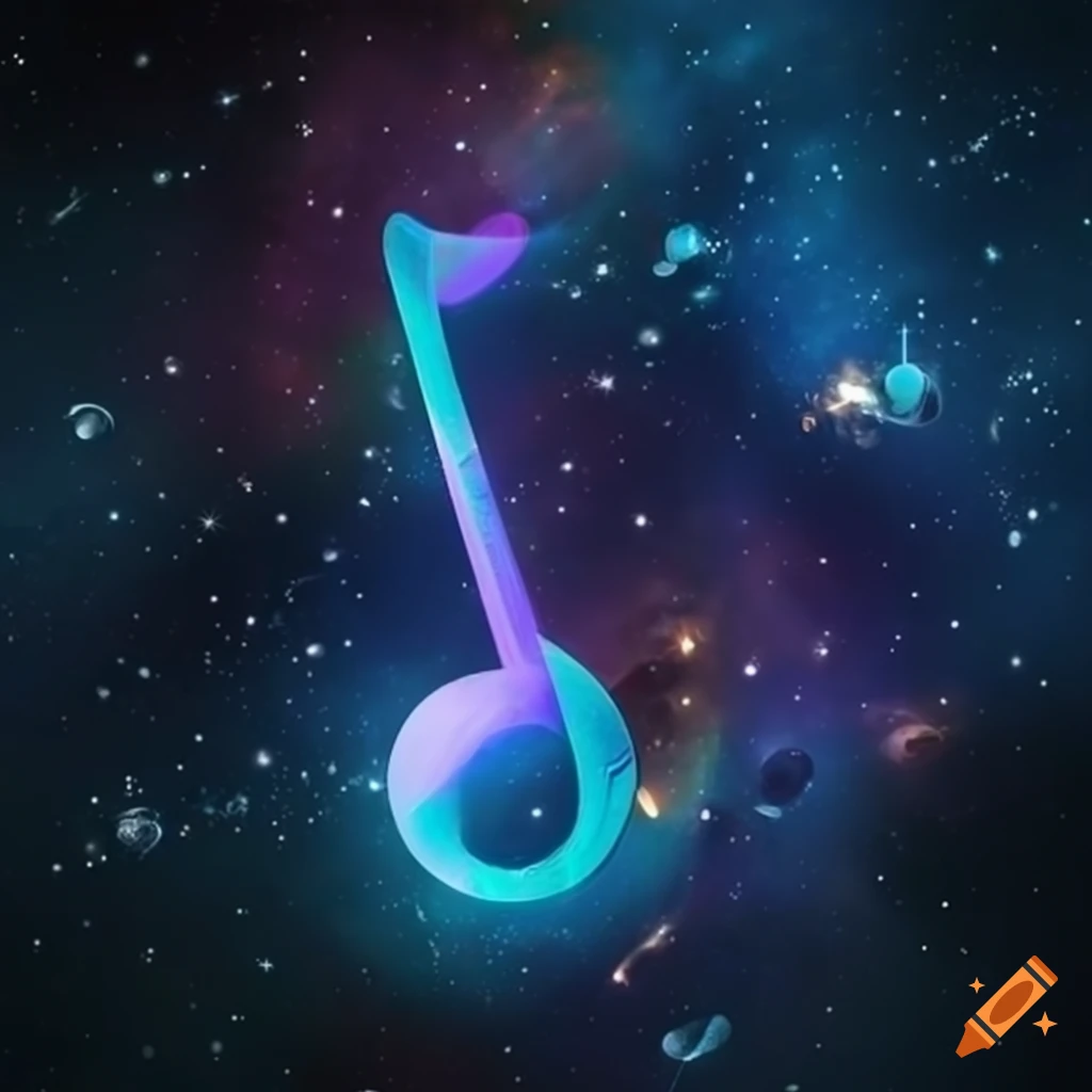 Music note floating in space on Craiyon