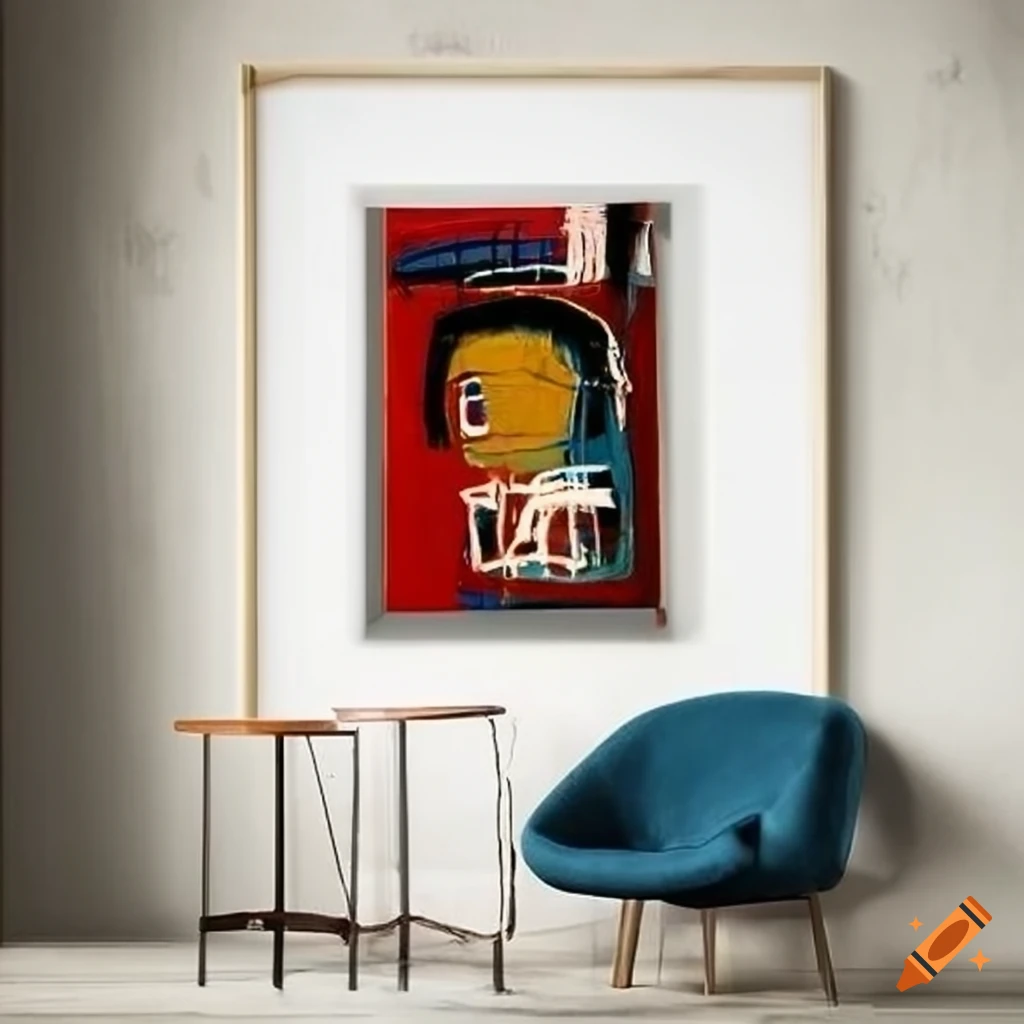 Abstract expressionism art in a modern interior by basquiat on Craiyon
