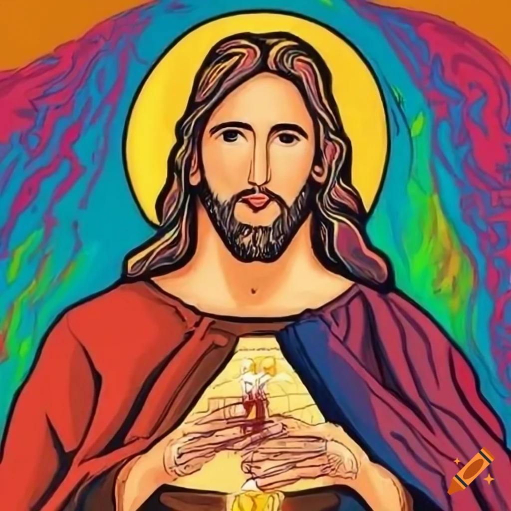 Illustration of Jesus depicting His public ministry and teaching on Craiyon