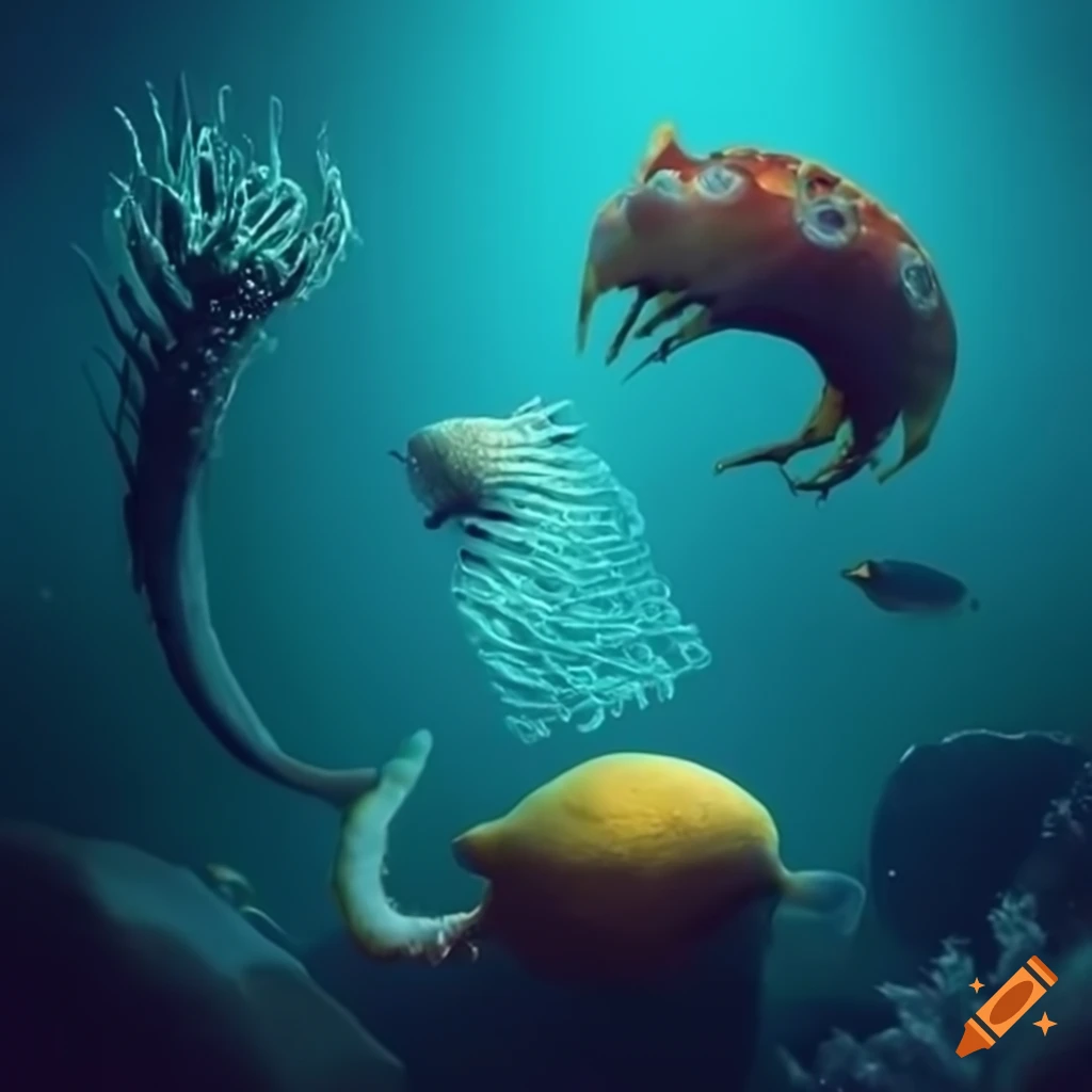 Lemon among deep sea creatures on Craiyon