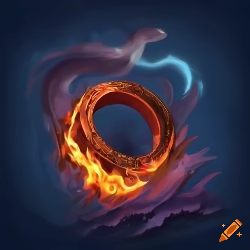 Ring with the power of flames in fantasy art style on Craiyon