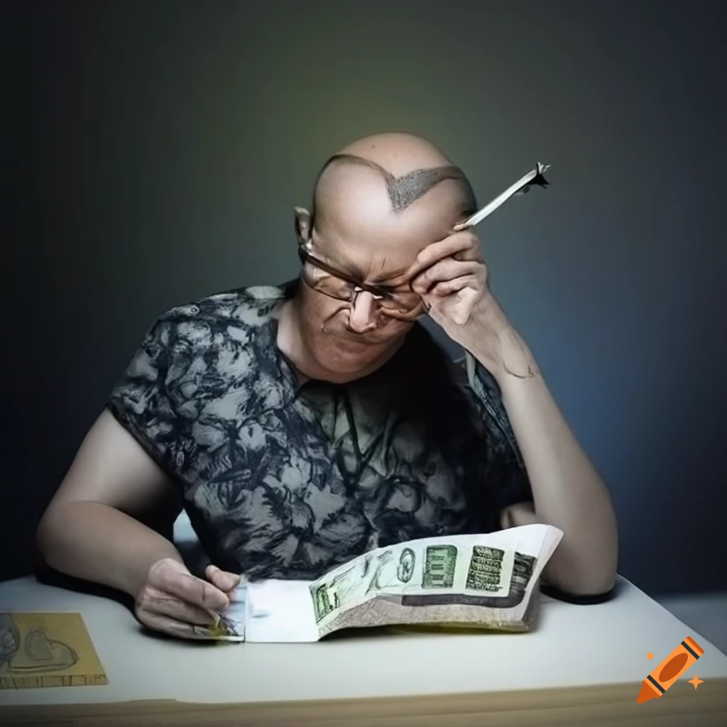 German artist writing "kunst=kapital" on banknotes on Craiyon