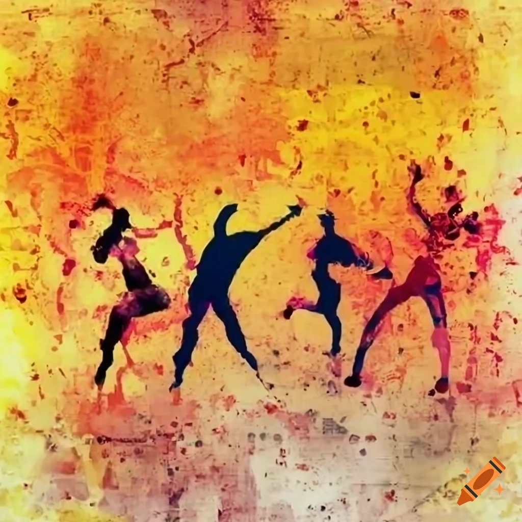 Grunge abstract image of people dancing on Craiyon