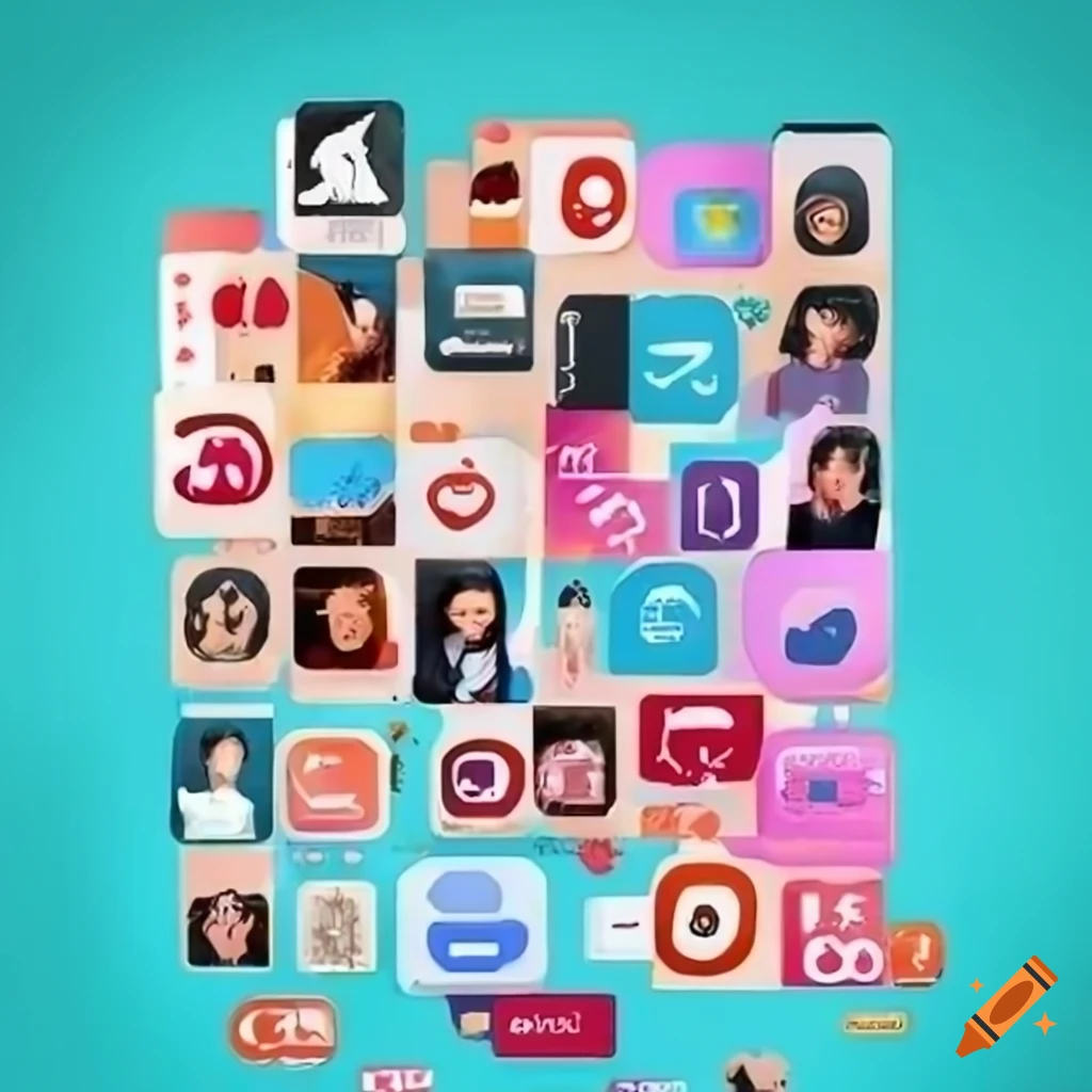 Collage of popular social media platforms icons on Craiyon