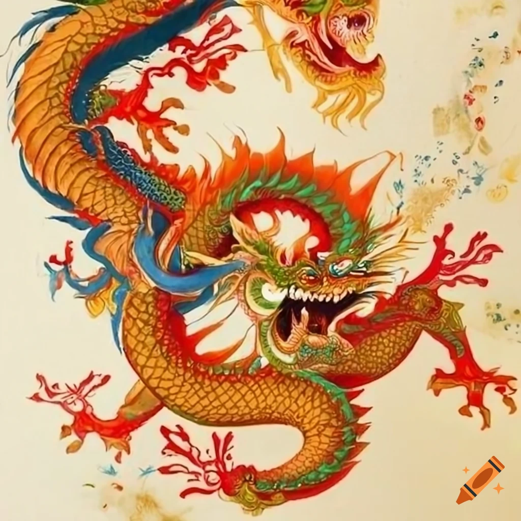 Chinese dragon painting on Craiyon
