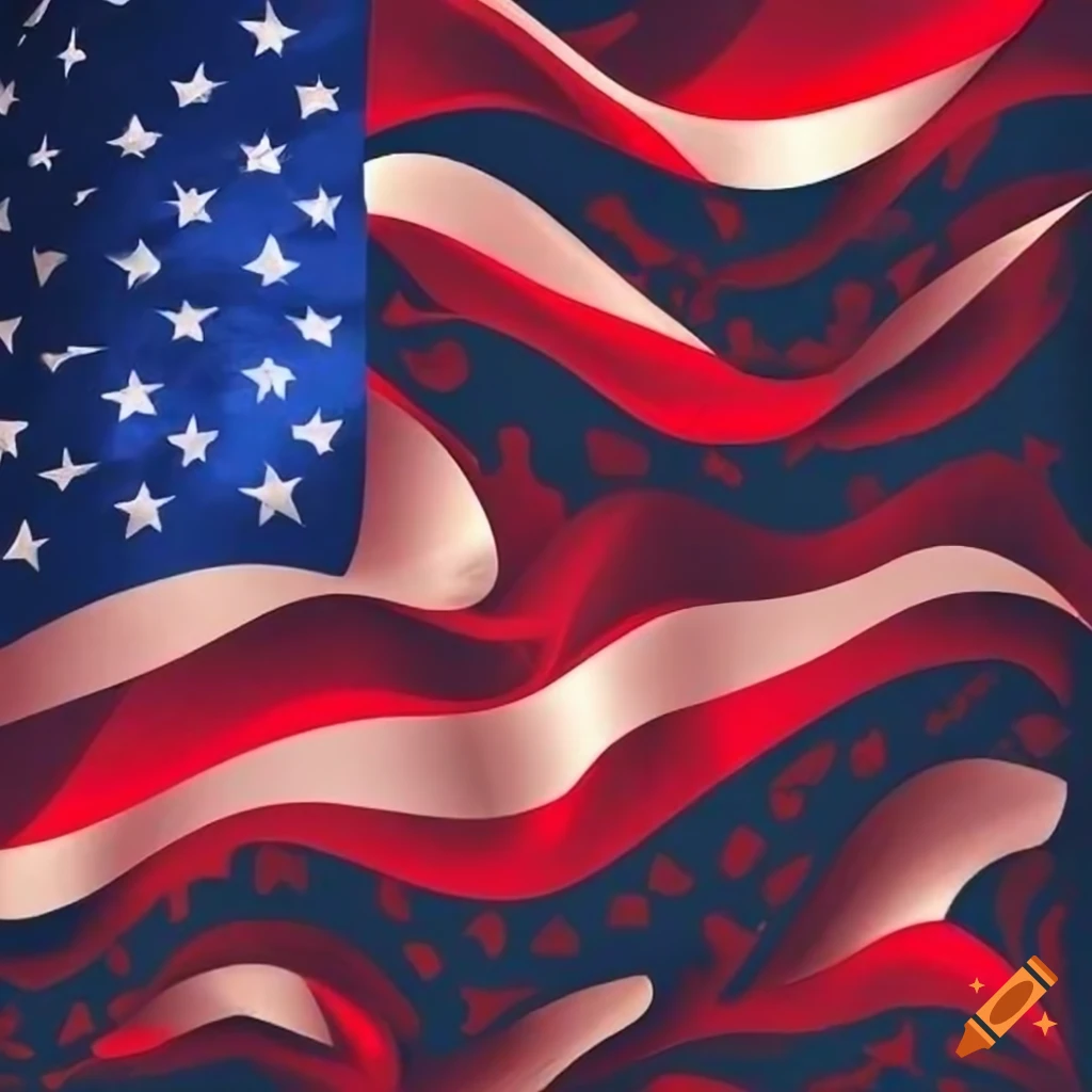 Abstract artistic rendition of the american flag on Craiyon