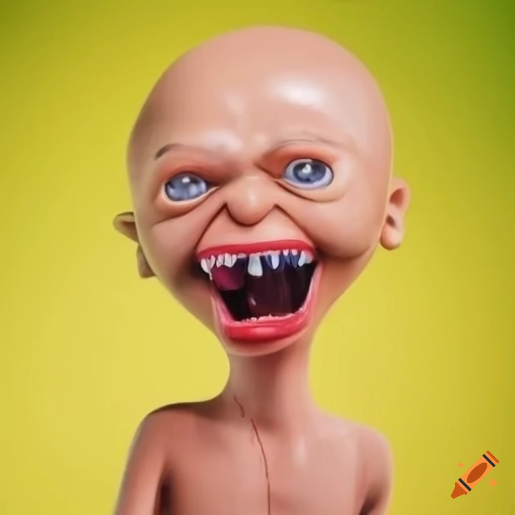 Colorful birthday party with weird puppet, drawn with colored pencils on Craiyon