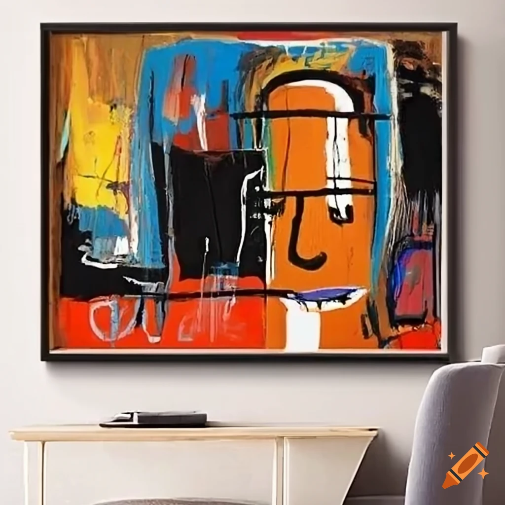 Abstract expressionism art in modern interior on Craiyon