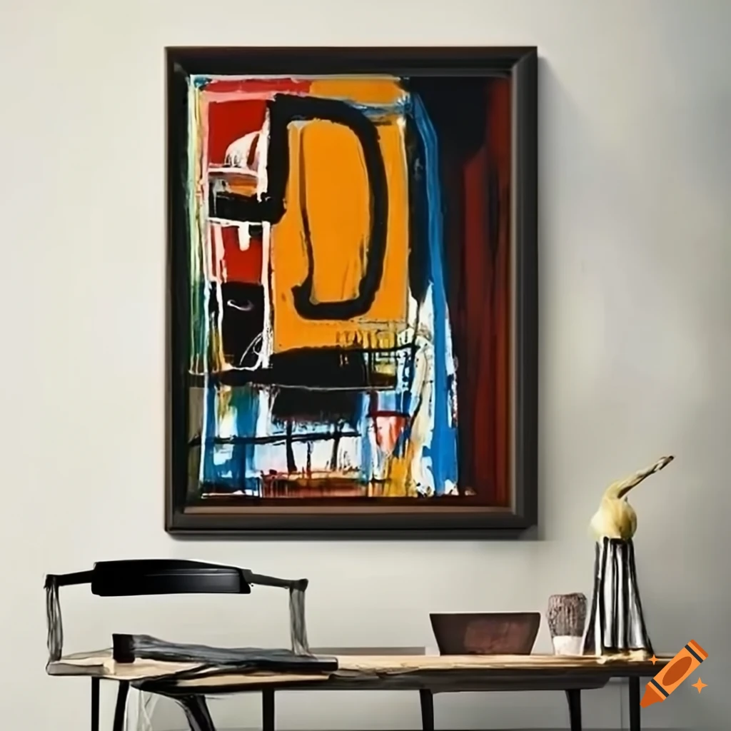Abstract expressionism art in modern interior on Craiyon