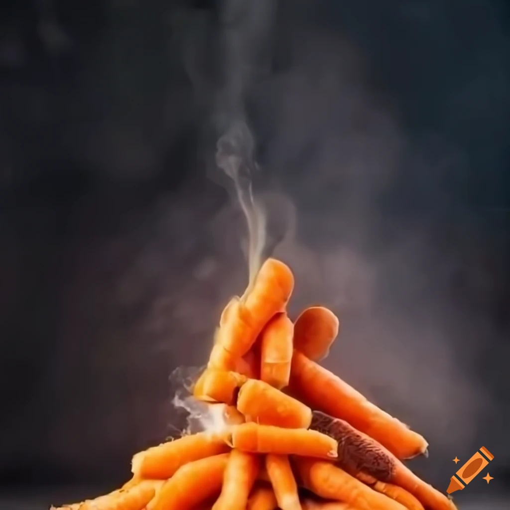 Explosion of carrots on a refined dinner table on Craiyon