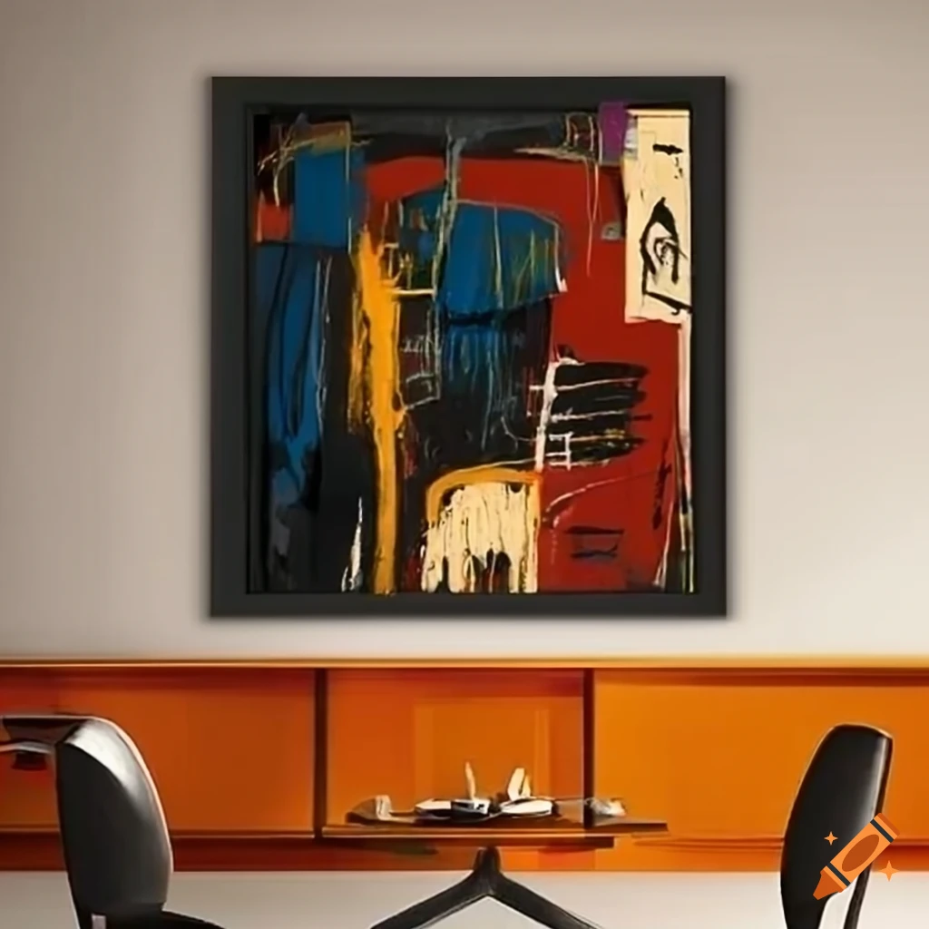 Abstract expressionism art in modern interior on Craiyon