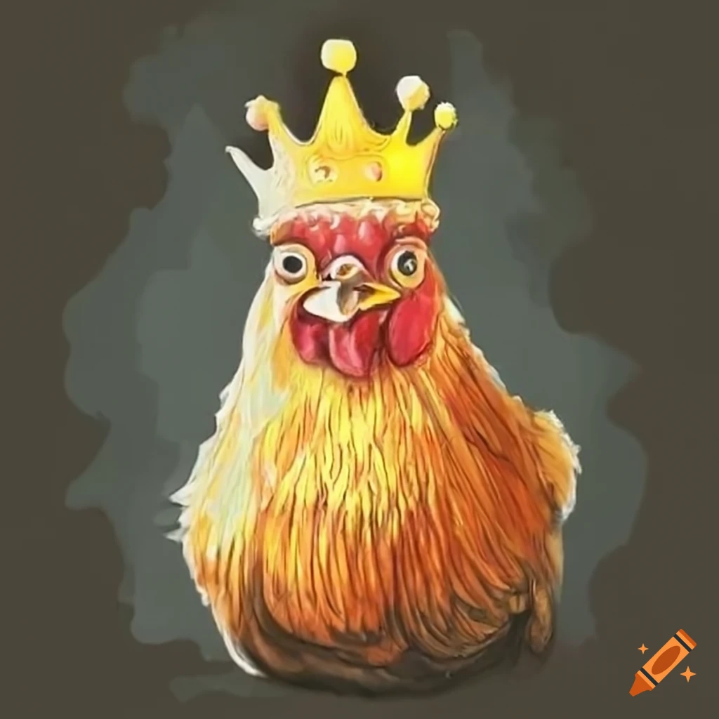 Silly chicken wearing a crown on Craiyon
